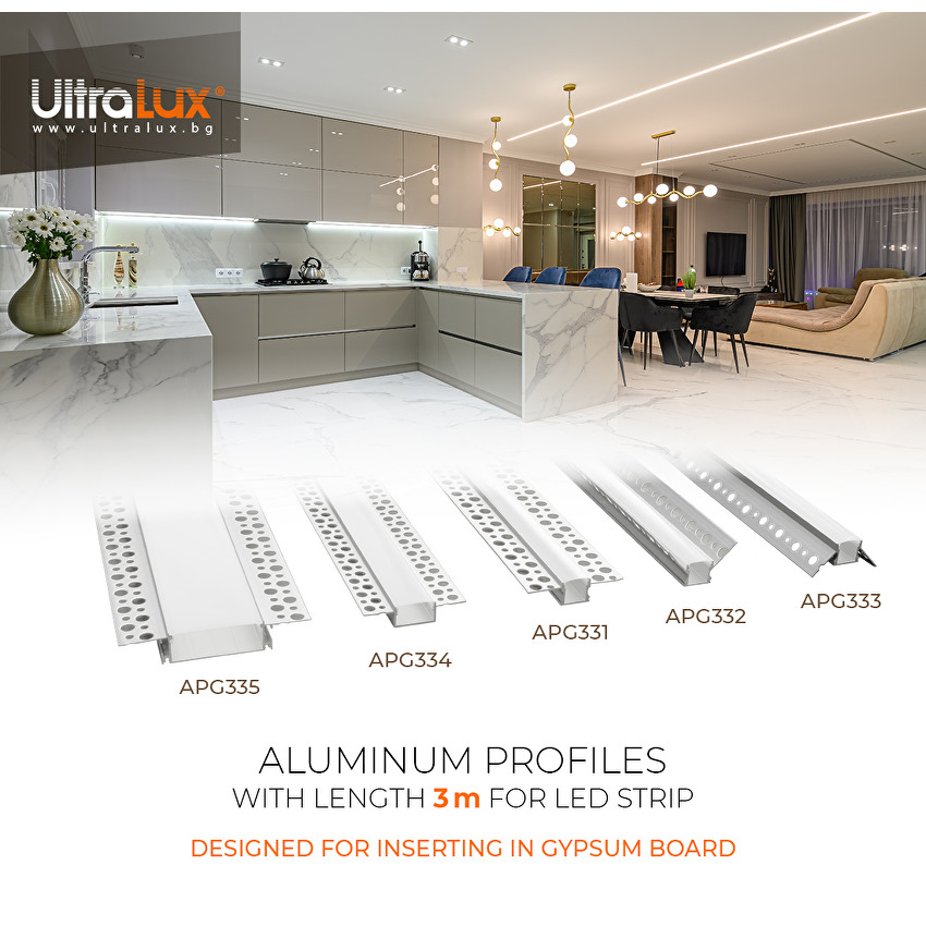 Profil aluminiu banda LED pentru rigips, 13mm, 3m - Comenzi sub 25 buc ...