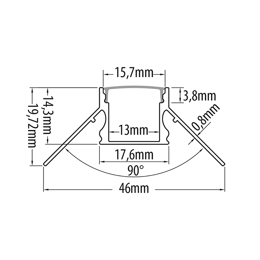 Profil unghiular de exterior aluminiu banda LED pentru rigips, 13mm, 3m ...